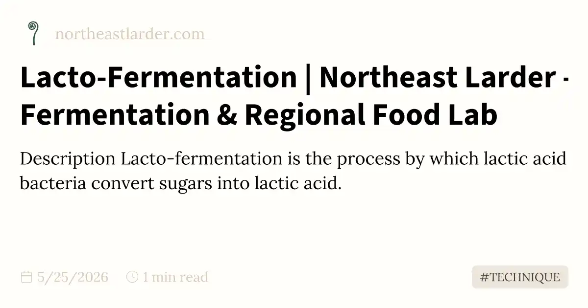 Lacto-Fermentation | Northeast Larder - Fermentation & Regional Food Lab